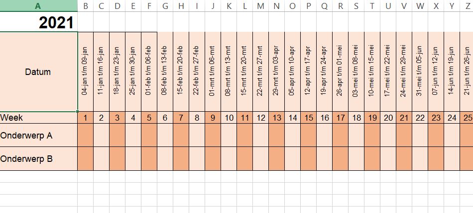 Excel planning met weeknummer horizontaal 2021 – (gratis) tools voor ...
